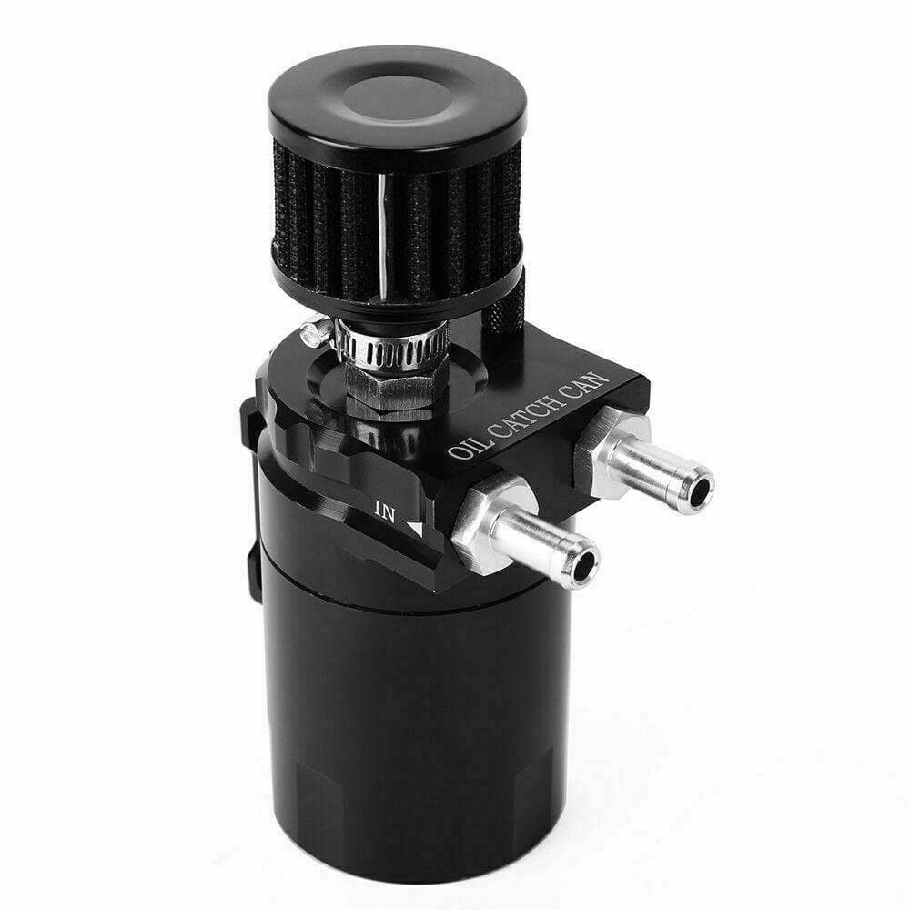 0.3L Oil Catch Can Kit Tank Baffled Reservoir Breather Filter Red Univ