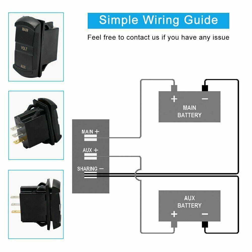 12V Volt meter Dual Battery Monitor LED Digital Car Boat Voltage Marin