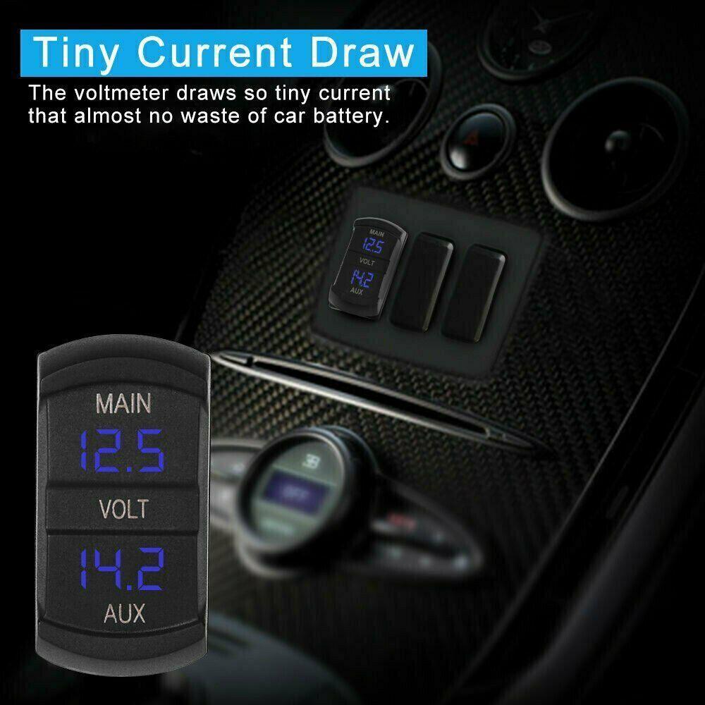 12V Volt meter Dual Battery Monitor LED Digital Car Boat Voltage Marin